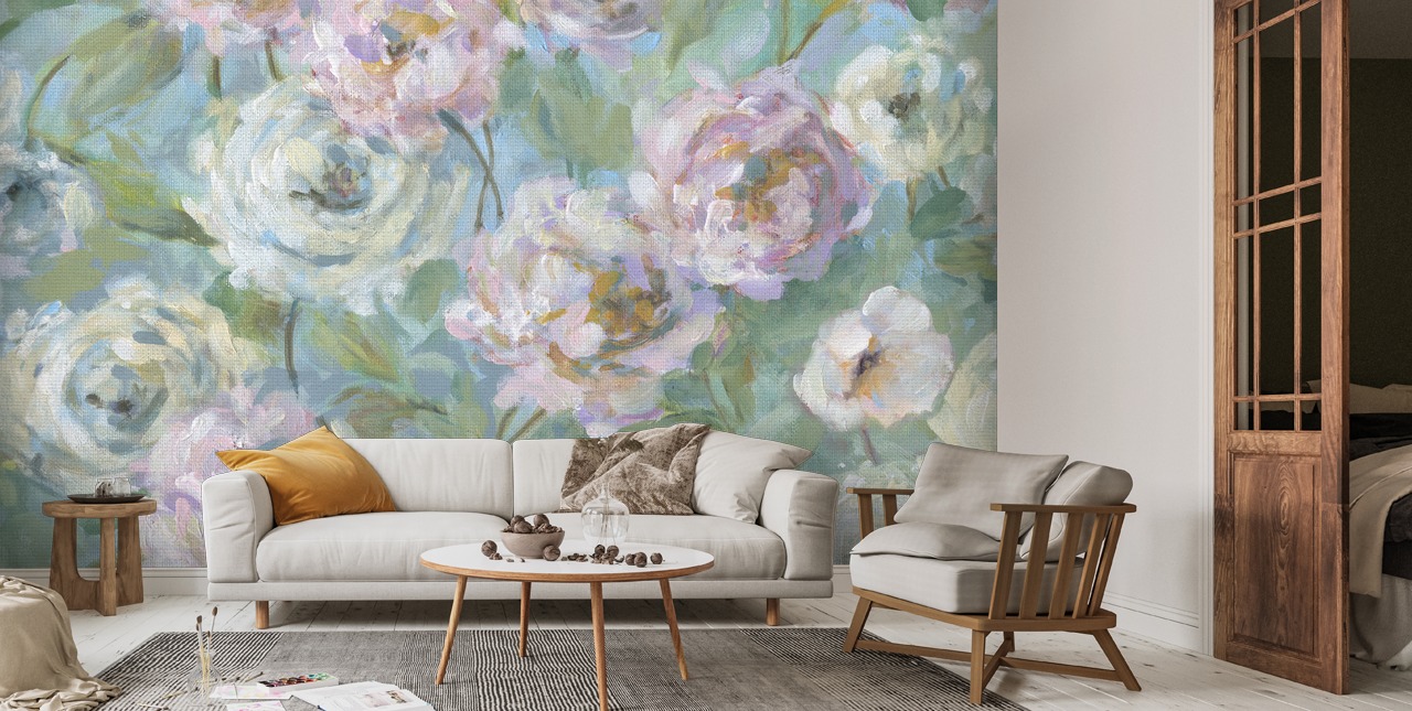 Delicate Rose Garden Wallpaper Mural | Wallsauce US