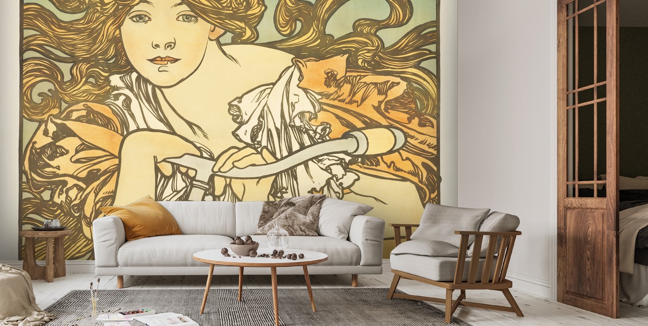 Cycles Perfecta by Alphonse Mucha Wallpaper Mural | Wallsauce UK