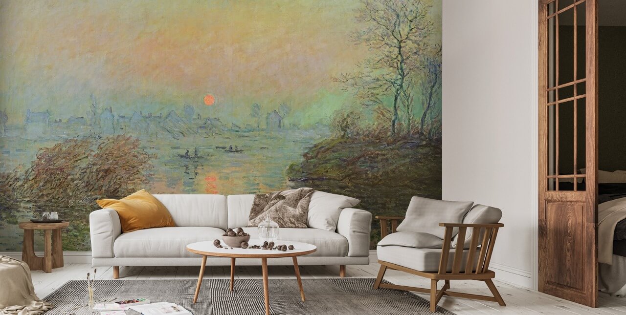 Monet's Sunset over Seine Wall Mural | Wallsauce AU