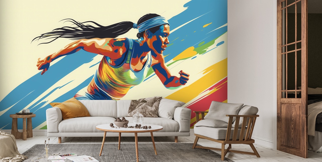 Sprinting Athlete Wallpaper Mural | Wallsauce US