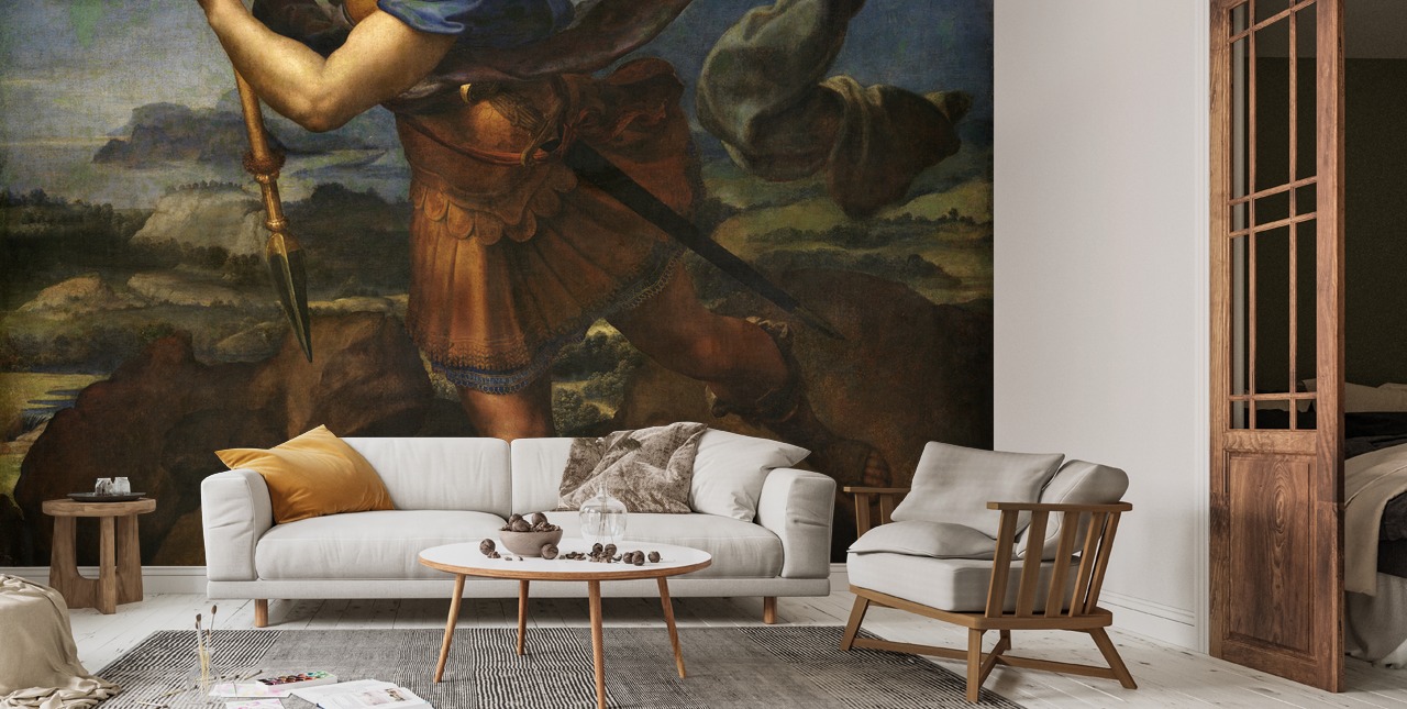 Saint Michael Vanquishing Satan Wallpaper Mural | Wallsauce US