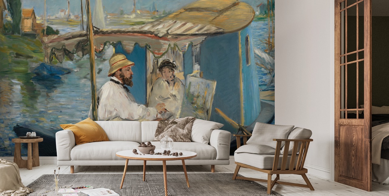 Papier peint Claude Monet peignant dans son atelier | Wallsauce FR