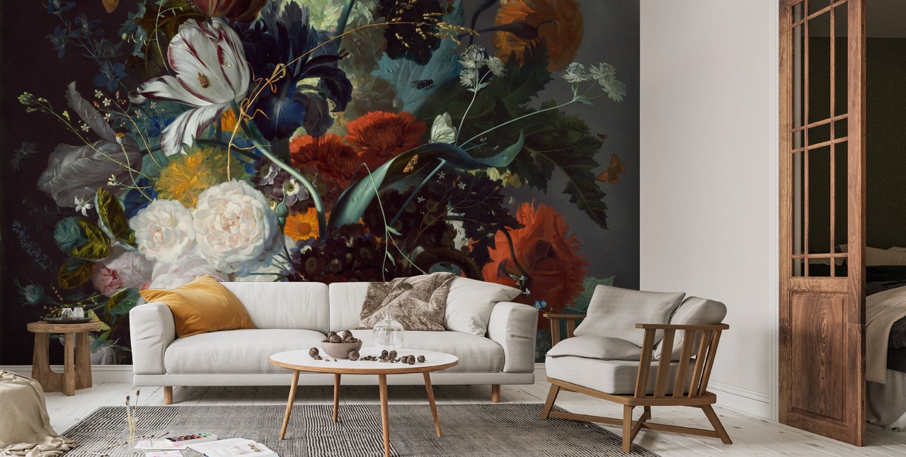 Still Life with Flowers and Fruit (1715) Mural | Wallsauce US