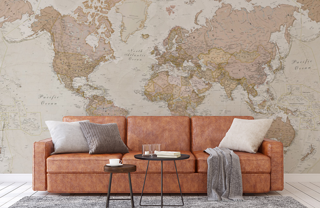 Vintage Map Wallpaper & Antique Map Wall Murals | Wallsauce US