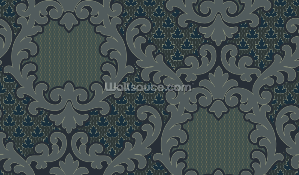 Shadow Leaf Damask - Midnight Wallpaper | Wallsauce UK