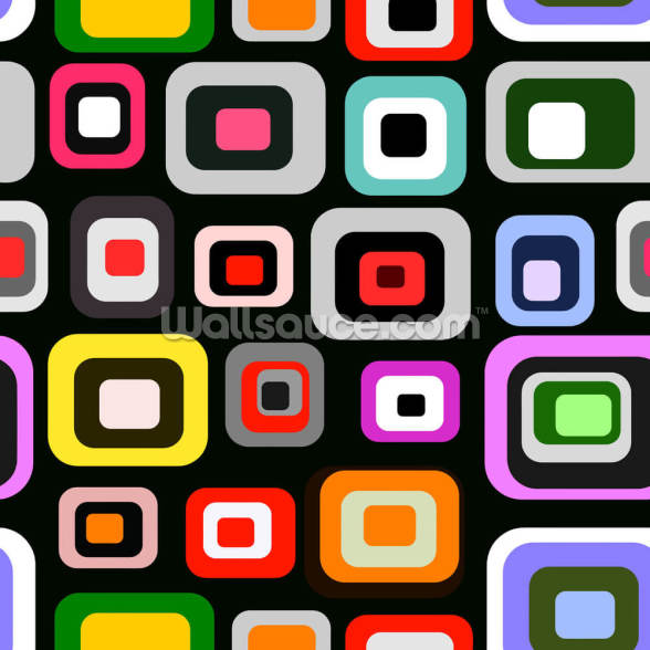 Retro Squares Pattern Wallpaper | Wallsauce US