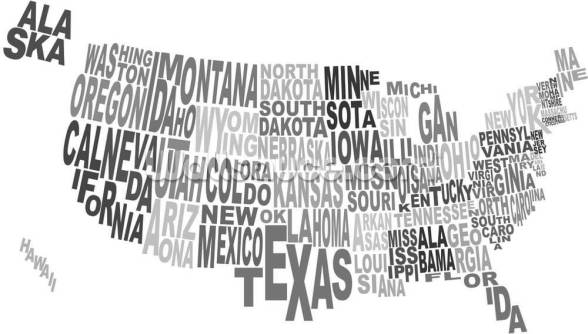 USA Word Cloud Map Wallpaper Mural | Wallsauce US