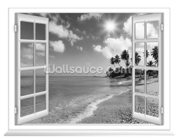 Paradise Beach Window View Wallpaper | Wallsauce AU