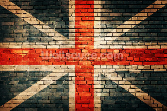Union Jack on Old Brick Wall Mural | Wallsauce AU