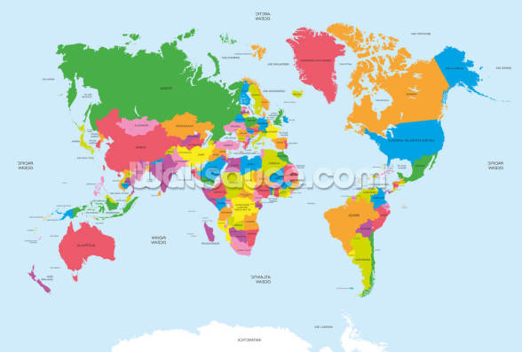 Political map of the World Wallpaper Mural | Wallsauce UK