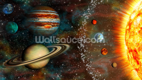 3D Widescreen Solar System Wallpaper Mural | Wallsauce AU