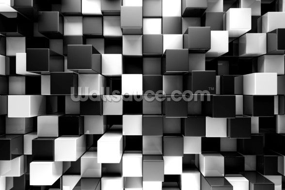 Black and White Blocks Wallpaper Mural | Wallsauce CA