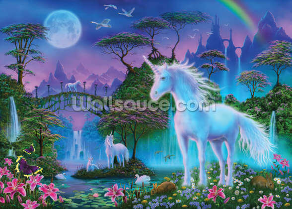 Unicorn Bridge Wall Mural | Wallsauce US