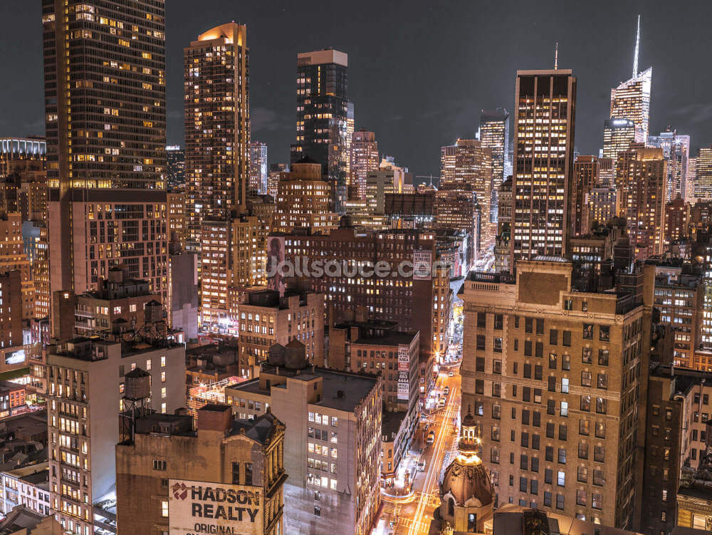 Lower Manhattan Lights Wall Mural | Wallsauce IT