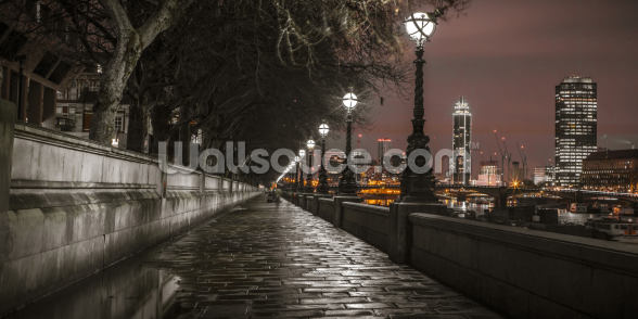 Thames Promenadeat Night Wallpaper | Wallsauce UK