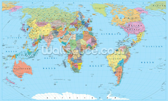 Coloured Map of the World Wallpaper Mural | Wallsauce CA