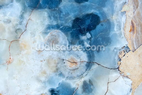 Blue and White Geode Wall Mural | Wallsauce AU