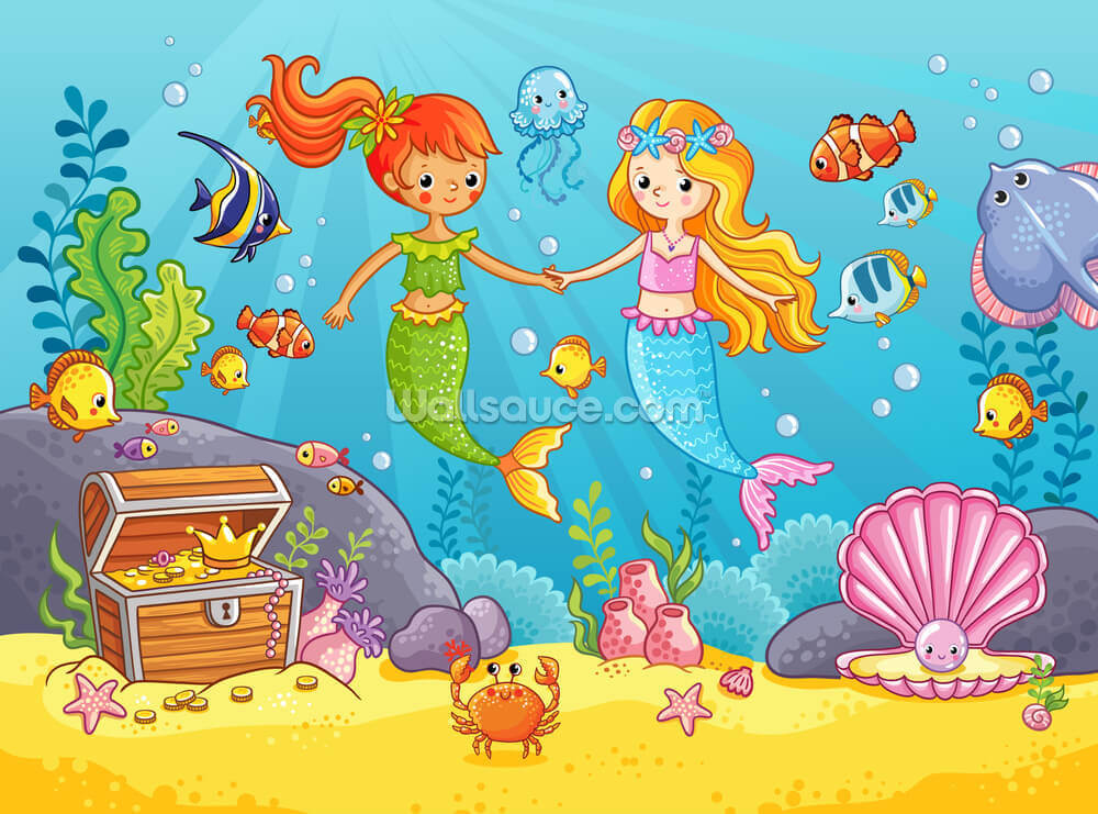 Mermaid Best Friends Wallpaper | Wallsauce US