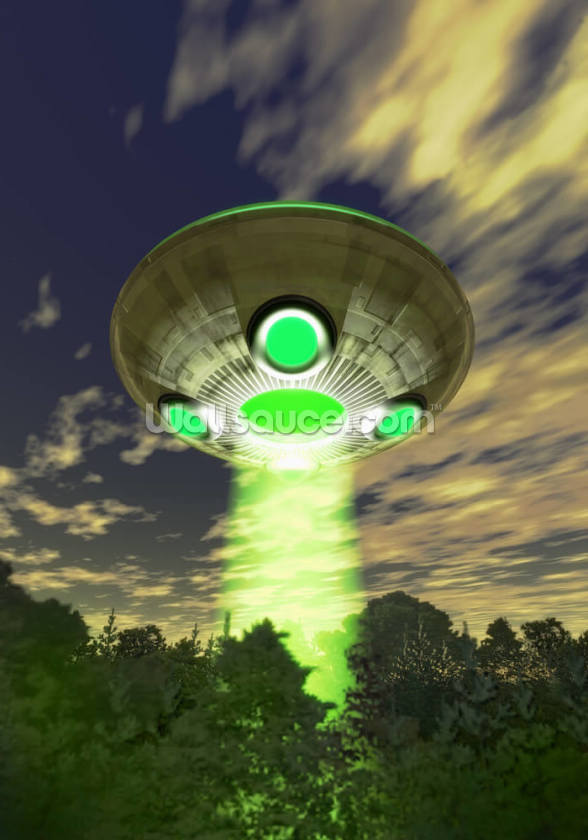 UFO Over Trees Wall Mural | Wallsauce UK