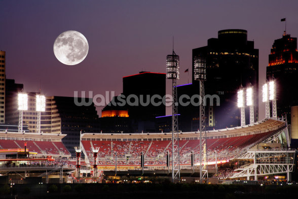 Baseball by Night Wallpaper | Wallsauce US