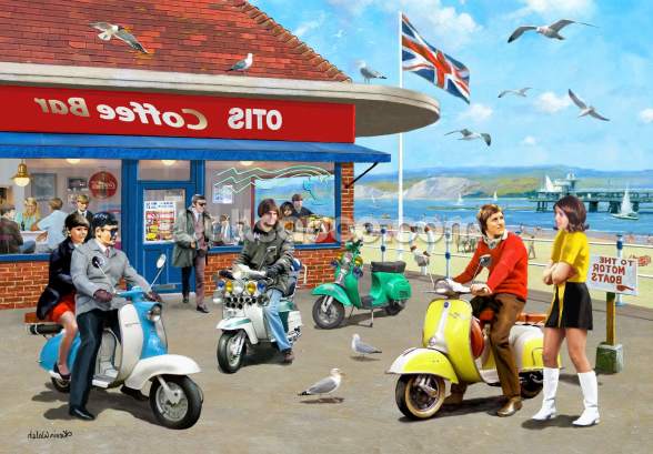 Mods Coffee Bar Wallpaper Mural por Kevin Walsh | Wallsauce ES