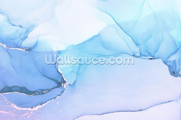 Blue Waves Watercolour Mural | Wallsauce US