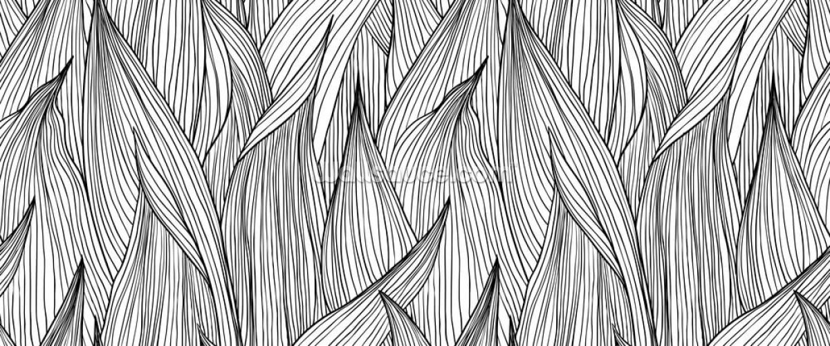 Black Ink Leaves Wallpaper | Wallsauce UK