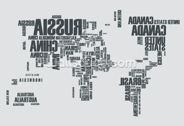 World Map Word Cloud Wall Mural | Wallsauce UK