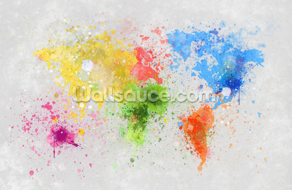 World Map Painting Wall Mural | Wallsauce AU