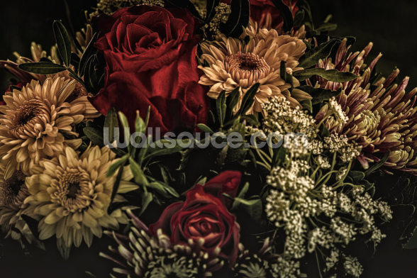 Sepia Flowers Mural Wallpaper | Wallsauce US