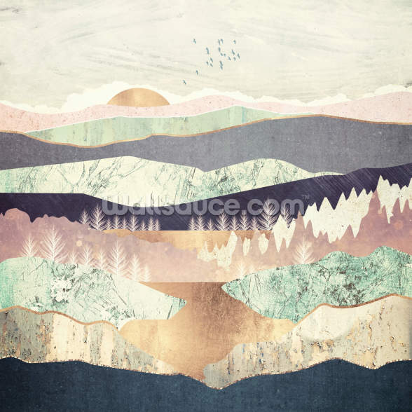 Golden Spring Reflection Wallpaper | Wallsauce US