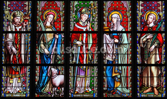 Saints Stained Glass Wallpaper | Wallsauce UK