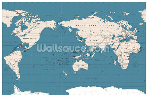 Blue Ocean World Map Wallpaper | Wallsauce SE