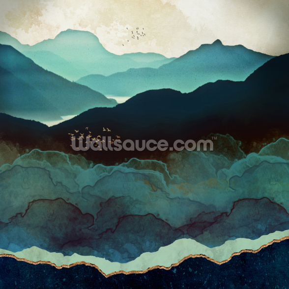 Indigo Mountains Wallpaper by SpaceFrog Designs | Wallsauce UK