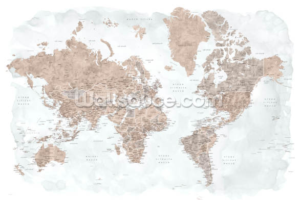Neutral World Map Wallpaper | Wallsauce US