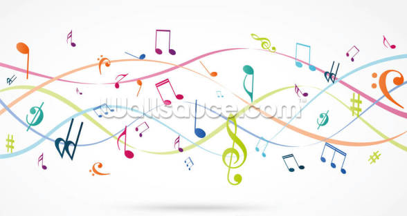 Colorful Music Notes Wallpaper Mural | Wallsauce AU