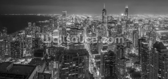 Chicago Skyline at Night Tapete Wandbild | Wallsauce DE