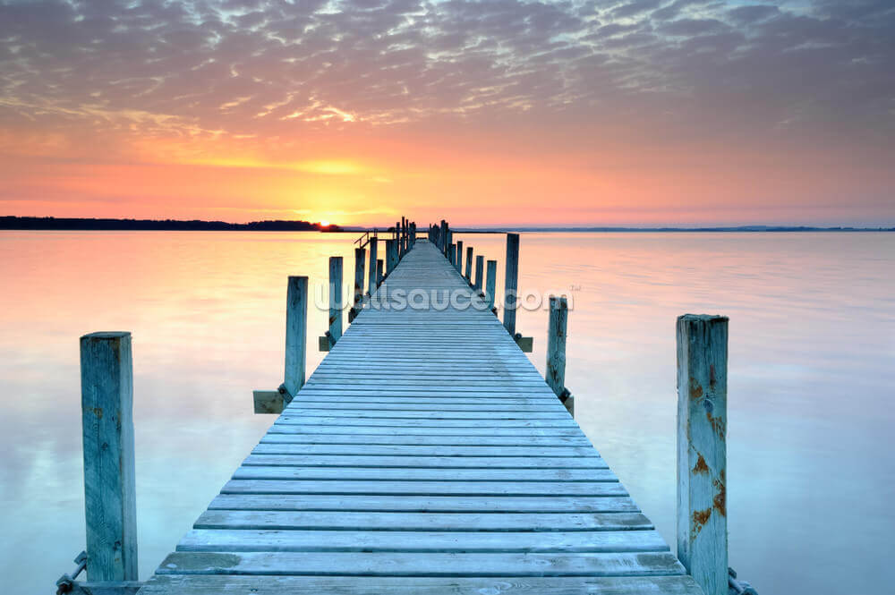 Sunset Jetty Wallpaper | Wallsauce UK