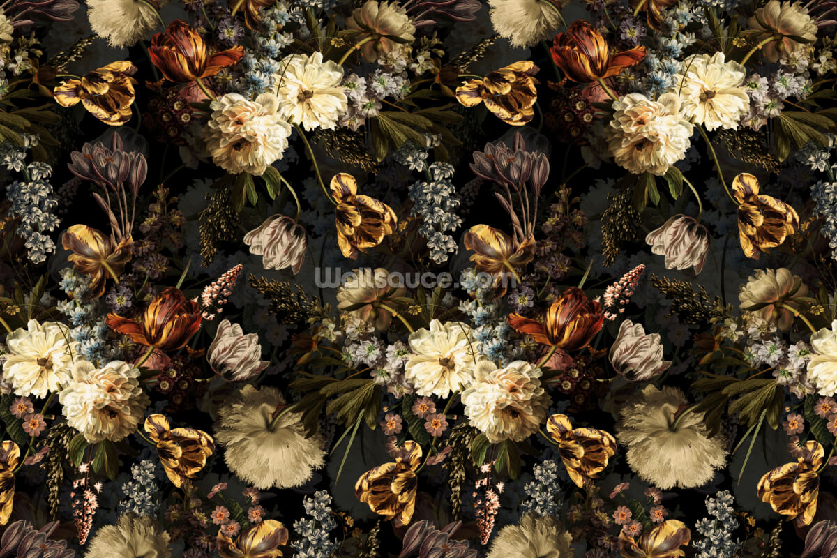 Dutch Midnight Garden Wall Mural | Wallsauce UK