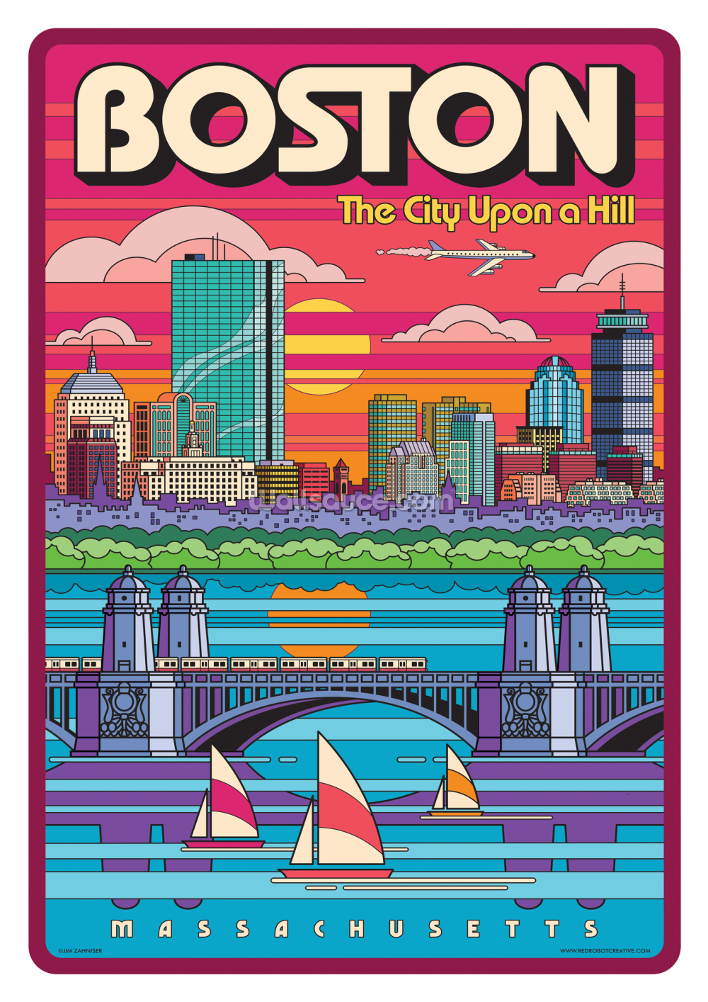 Boston Pop Poster by Red Robot Creative | Wallsauce UK