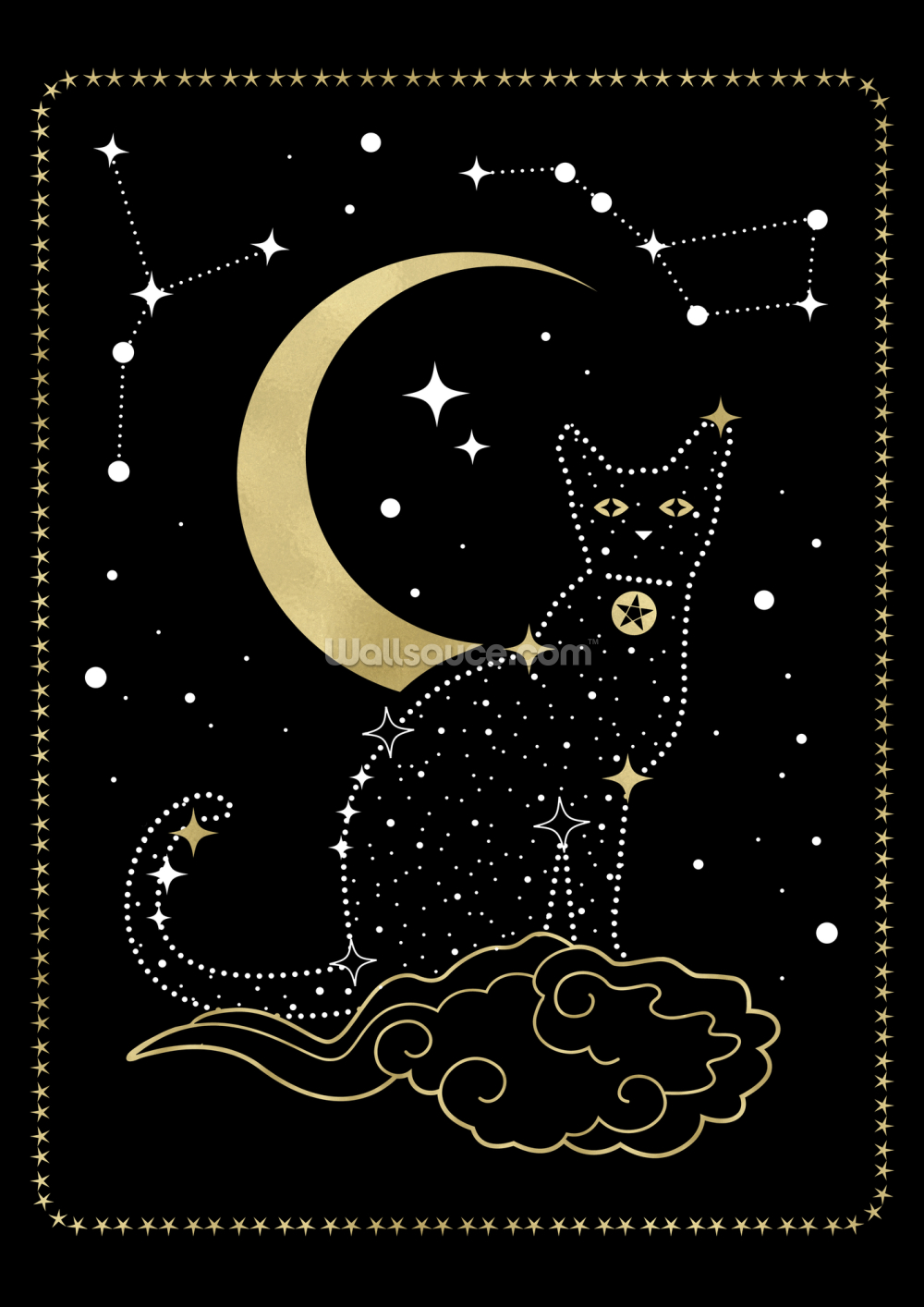 Cat Constellation Print by Emanuela Carratoni | Wallsauce UK