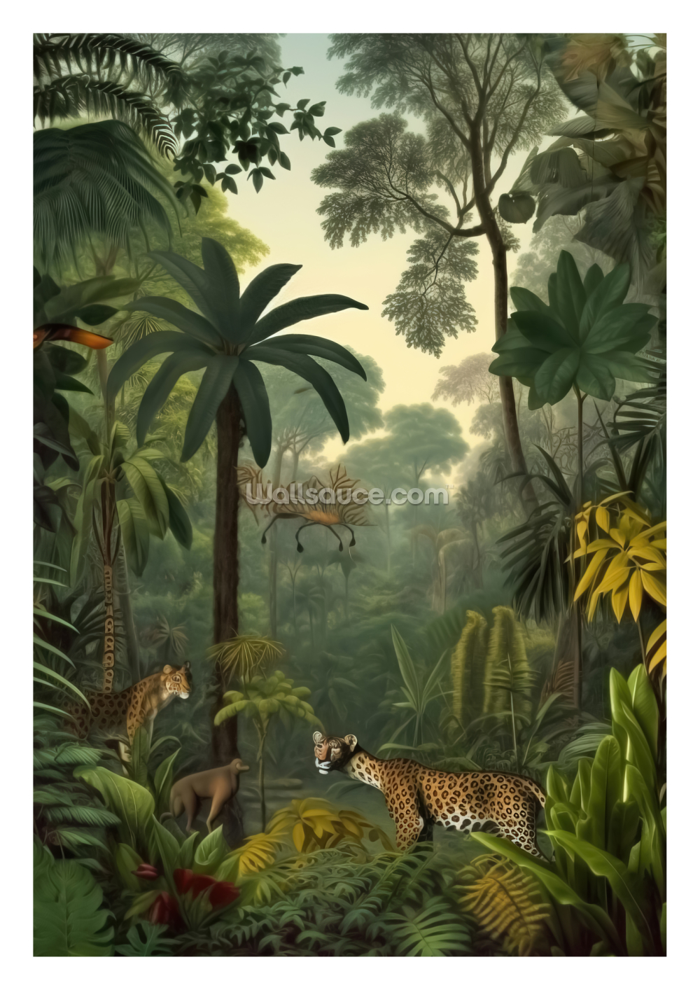 Botanical Jungle Leopards Prints & Poster | Wallsauce UK