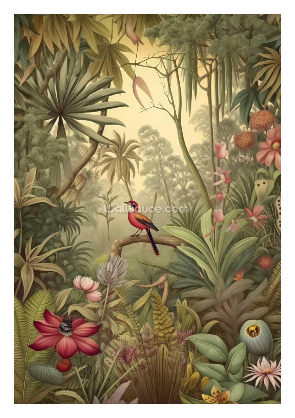Botanical Jungle Sunset Prints & Poster | Wallsauce UK