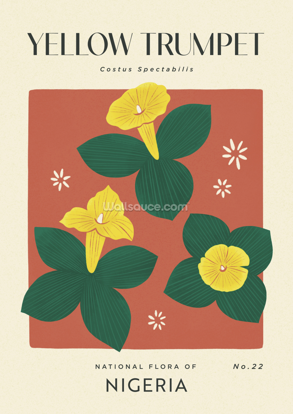 No22 Nigeria Yellow Trumpet Prints & Poster | Wallsauce UK
