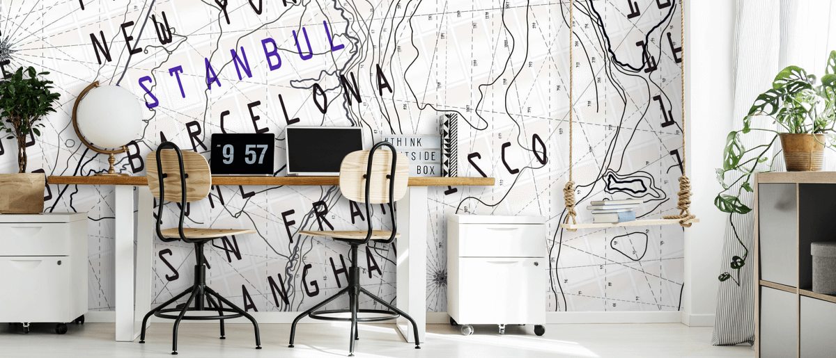 Fly Away Map Wall Mural by Studio Arterie | Wallsauce UK
