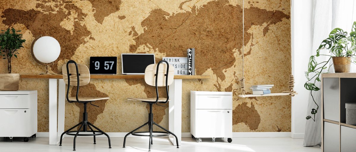 Textured World Map Wall Mural | Wallsauce UK