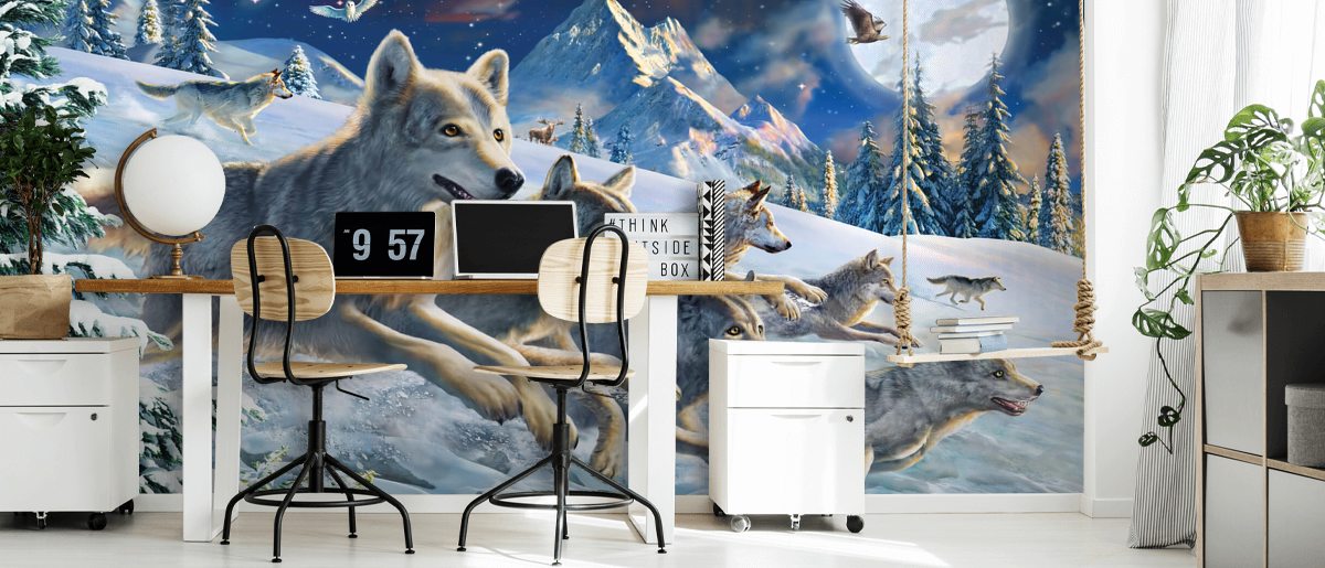 Moonlight Wolfpack Wallpaper | Wallsauce CA