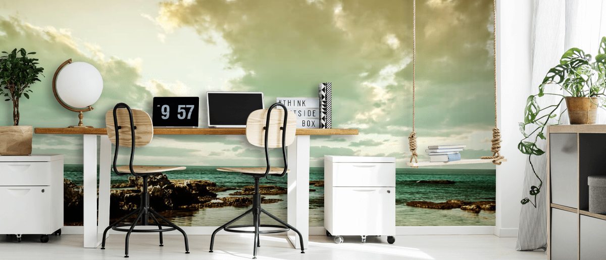 Vintage Ocean View Wall Mural | Wallsauce US