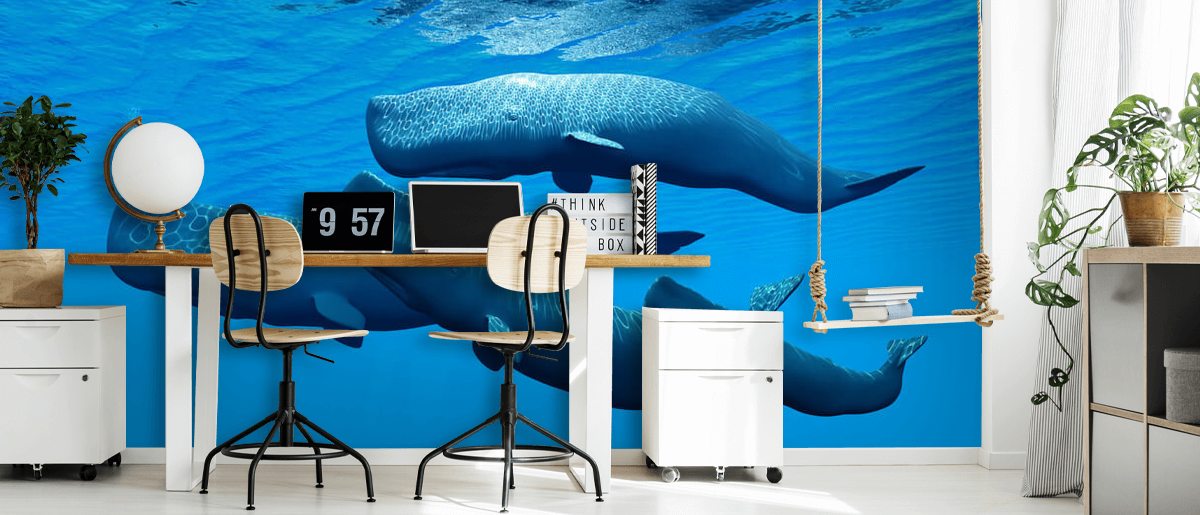 Pottwal Familie Tapete | Wallsauce DE