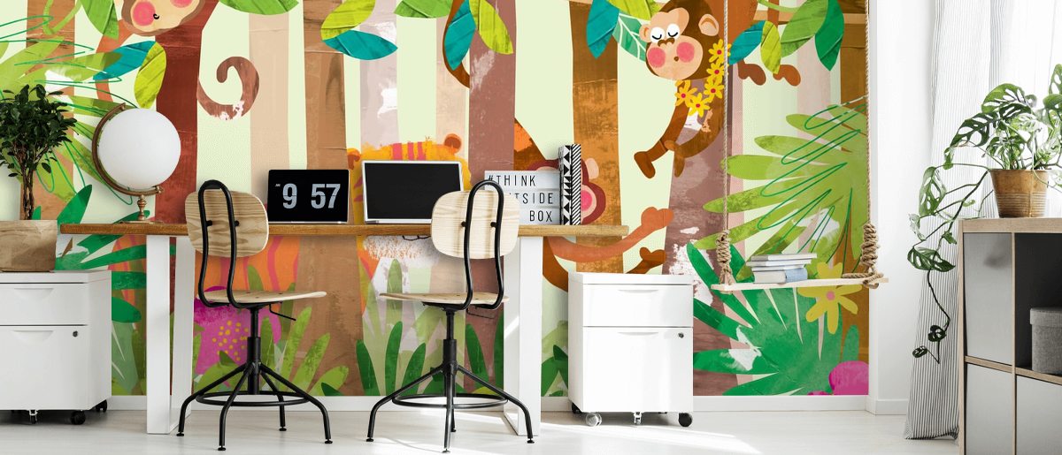 Monkeys Wall Mural Wallpaper | Wallsauce US